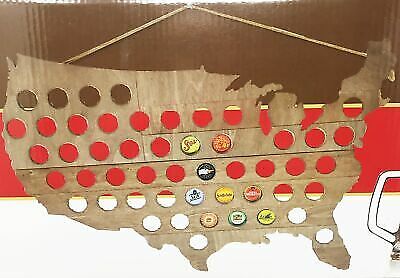 Set of 11 - 24 in x 15 in Wooden USA Beer Bottle Cap Map WALL DECOR ...