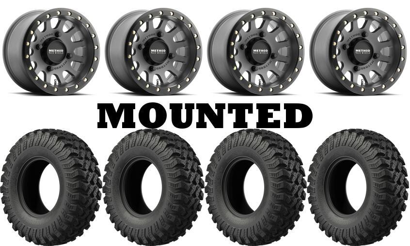 Kit 4 EFX MotoRally Tires 35x10-15 on Method 401 Beadlock Titanium ...