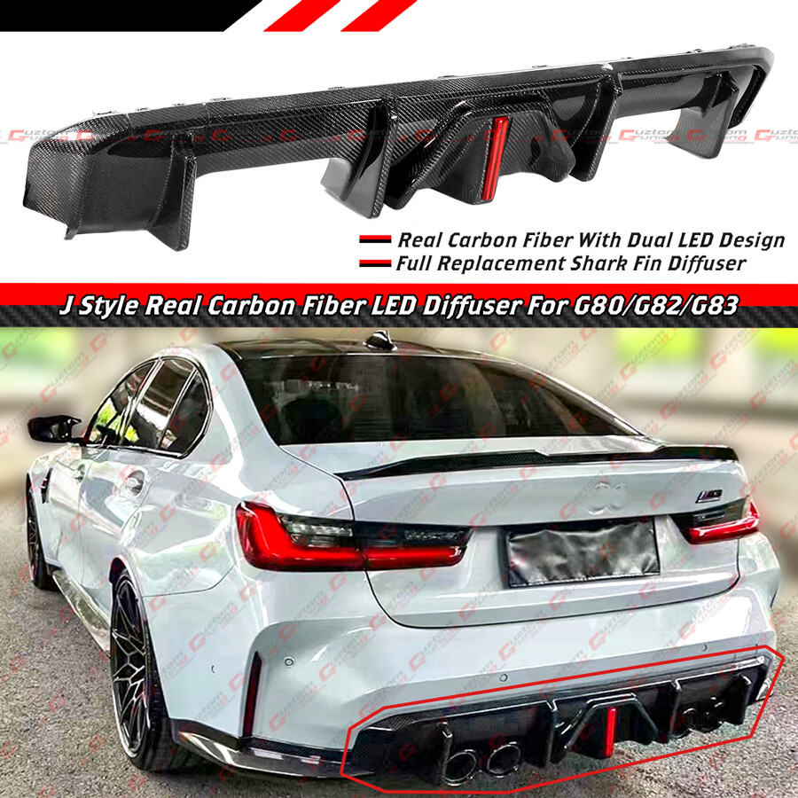 For 21-26 BMW G80 M3 G82 G83 M4 J Style Carbon Fiber Rear Diffuser W ...