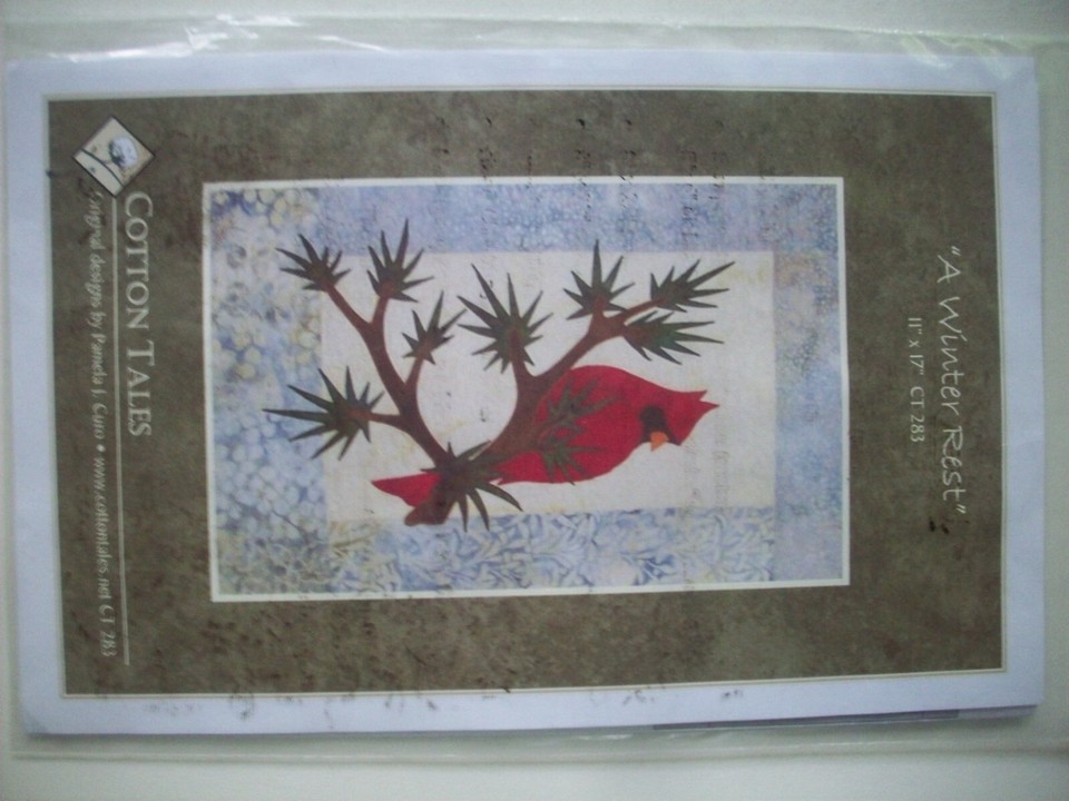 A Winter's Rest Cardinal in pines applique quilt pattern uncut *A5 | eBay