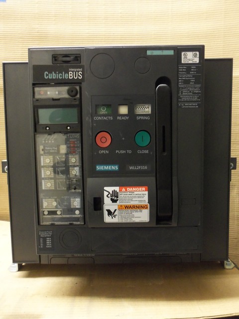 Siemens WL Cubicle Bus WLL2F316 3 Pole 1600 Amp LSIG Trip GFI Ground ...
