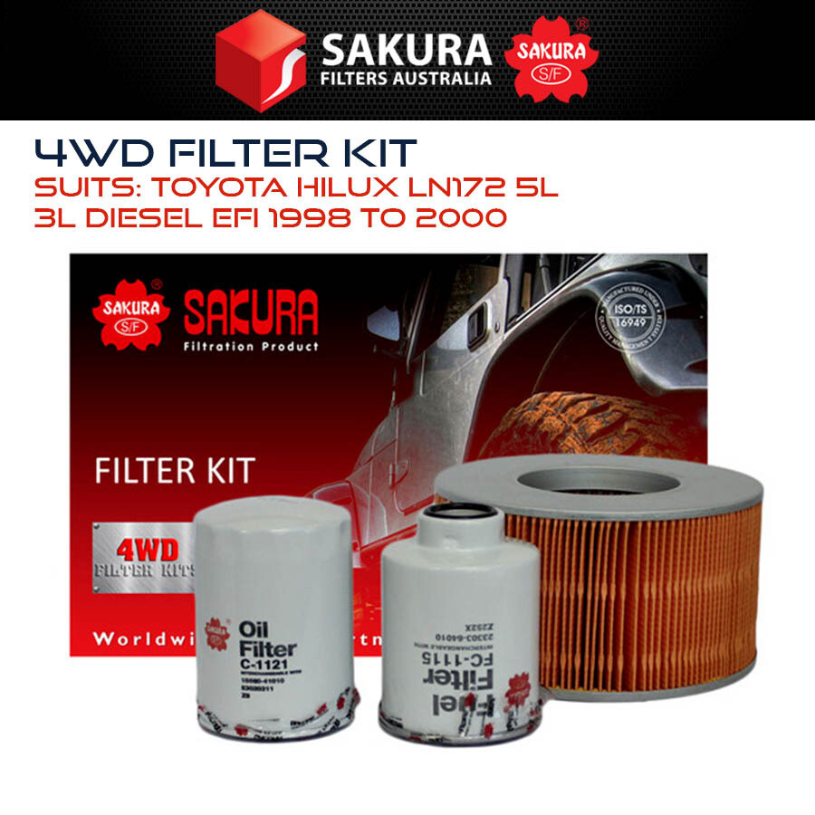 Sakura 4WD Filter Kit Fits Toyota Hilux LN172 1998-2000 5L 3L Diesel ...