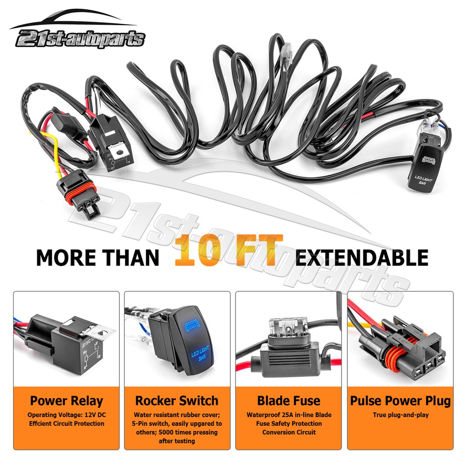 14AWG Blue LED LIGHT BAR Switch Wire Harness For Polaris RZR PRO XP ...