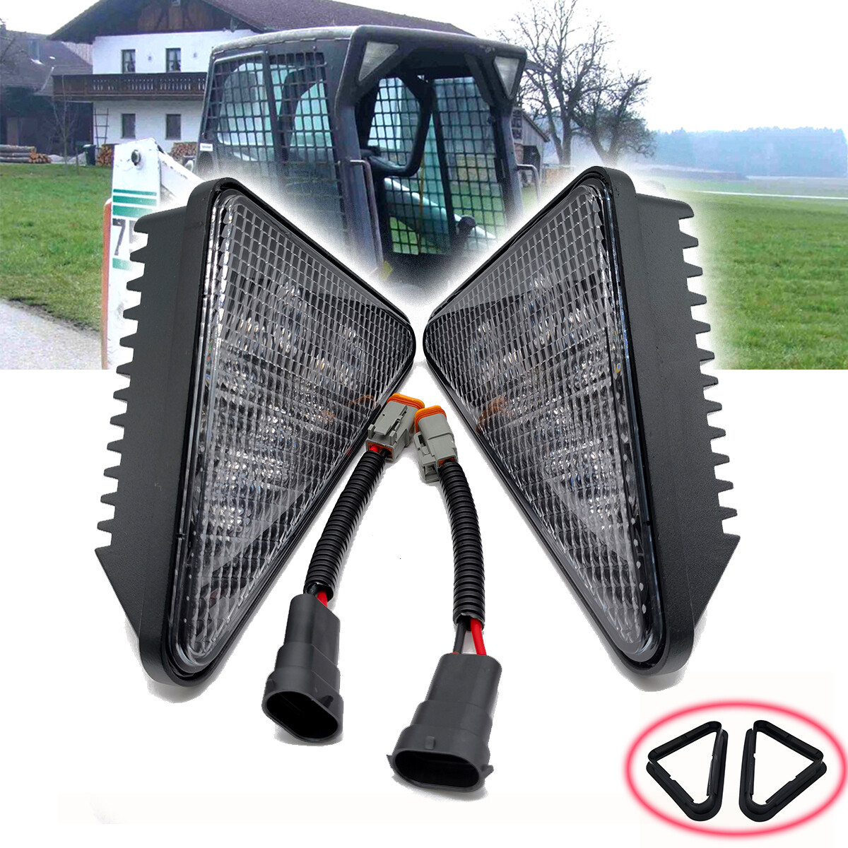 30W Triangle LED Worklight Headlights Kit 7259523 for Bobcat A220 A300 ...