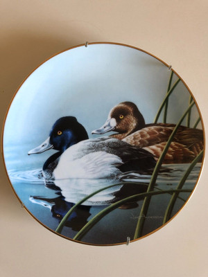 Signed Neal Anderson 1990 "The Lesser Scaup" Ceramic Art Decoration ...
