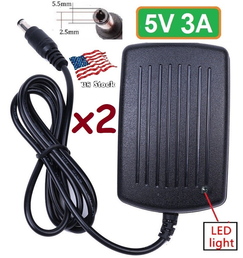 2-Pack 5V 3A AC/DC Adapter (wall wart) for CCTV Cameras / Home ...
