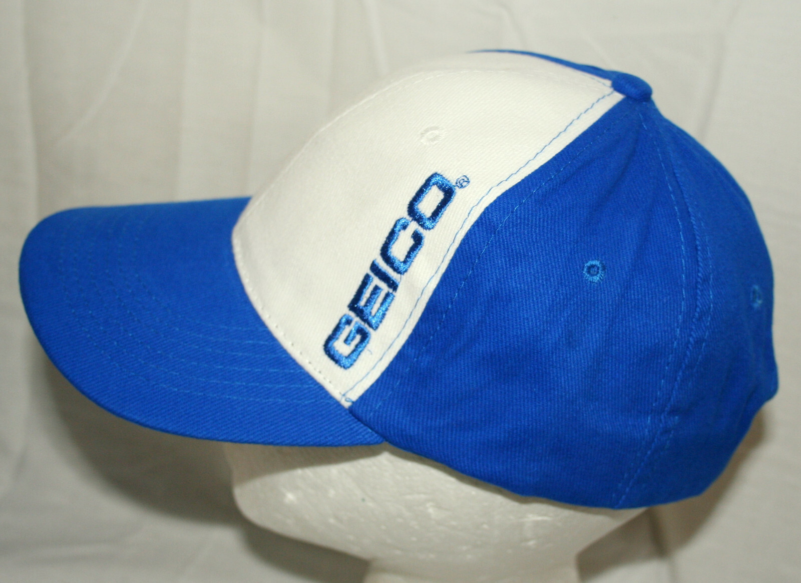White & Blue Geico Gecko Auto Insurance Baseball Cap Hat New Sz OSFM | eBay