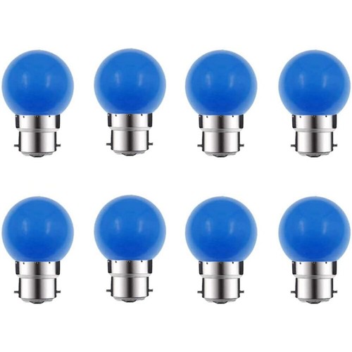 8 Pack B22 LED Globe Bulbs Blue Color G45 Round Plastic Bulb for ...