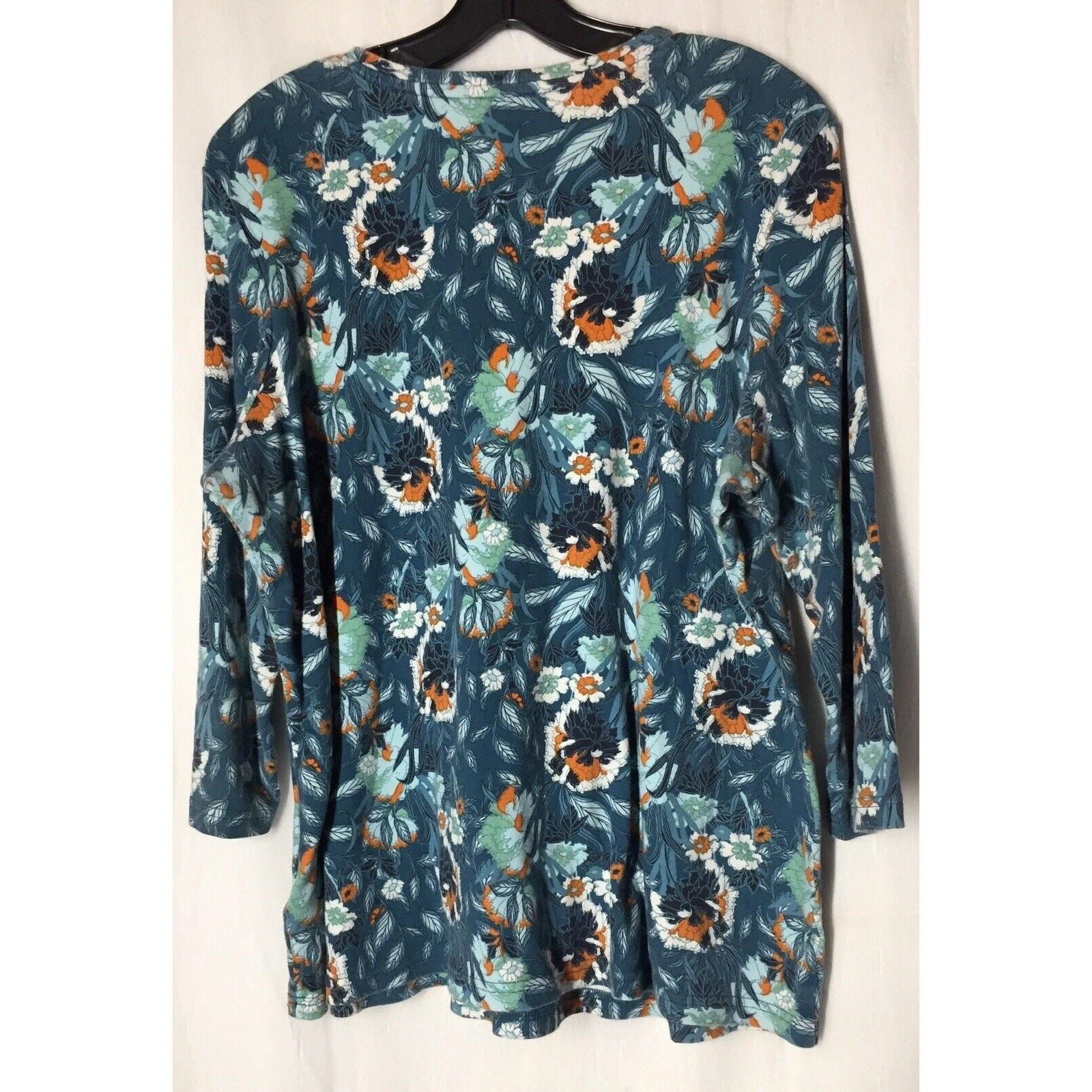 Laura Scott Shirt 1x Plus Woman 1/2 Sleeve Multicolored Floral Print ...