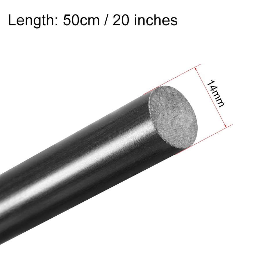 FRP Fiberglass Round Rod,14mm Dia 50cm Long Black Engineering Round Bar ...