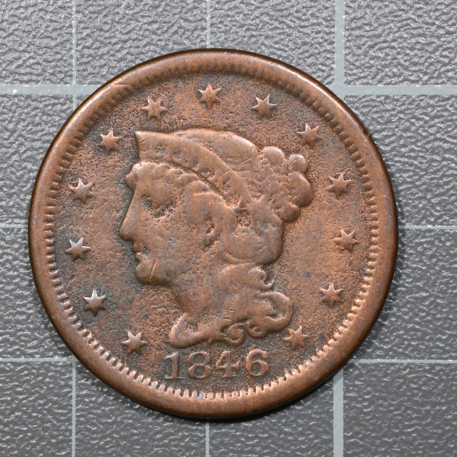1846 1C Braided Hair Large Cent VG F Details Small Date see description ...