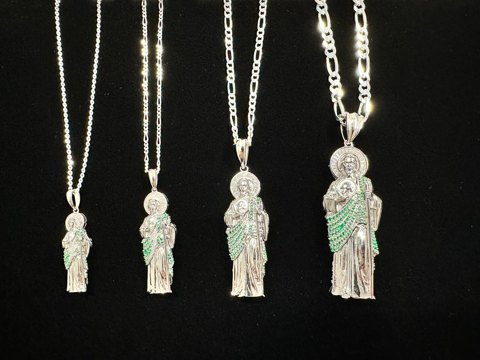 Sterling Silver 925 3D St Jude Green CZ San Judas Tadeo Pendant | eBay