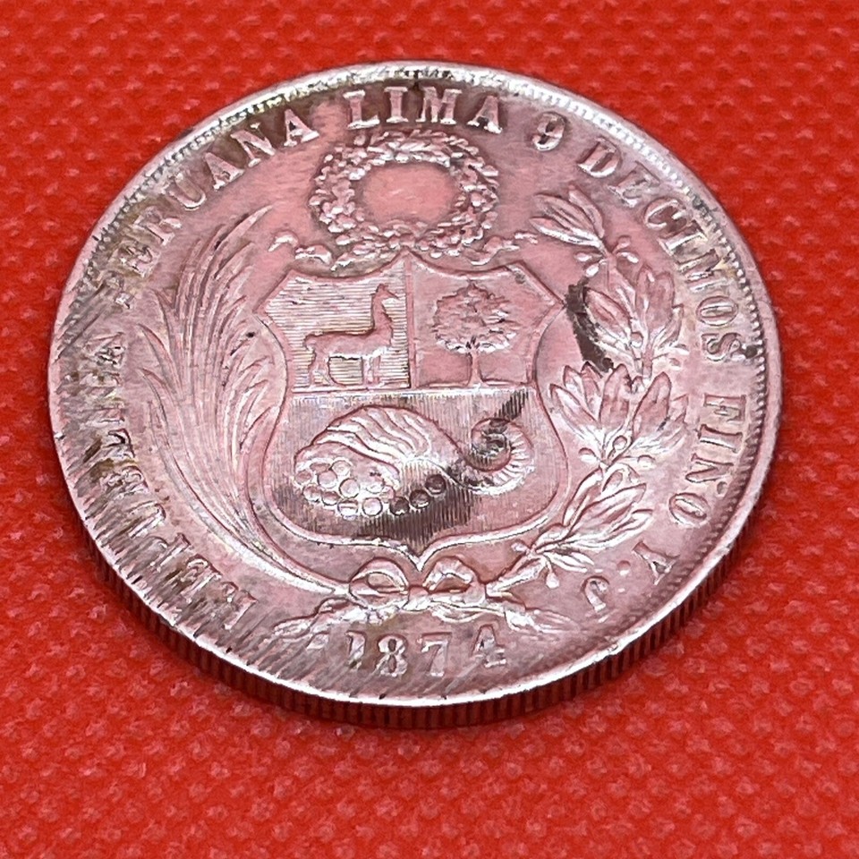 1874 PERU South America 1 SOL Antique Original Silver Peruvian Coin | eBay