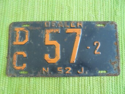 1952 New Jersey DEALER License Plate NJ 52 Tag DC 57-2 | eBay