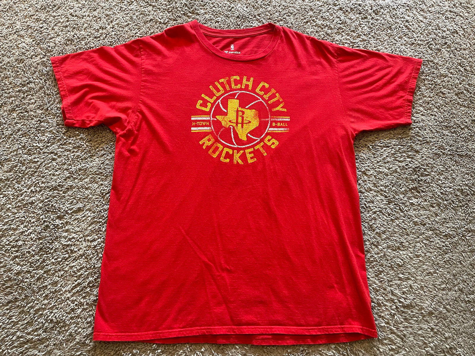 Houston Rockets Shirt Adult Extra Large Red Short Sleeve NBA Basketball ...