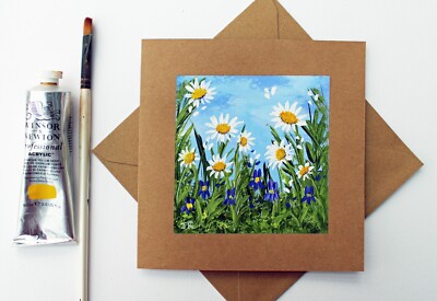 REAL PAINTING: Hand-painted Card "Wild Meadow #41" w/envelope by Judith ...