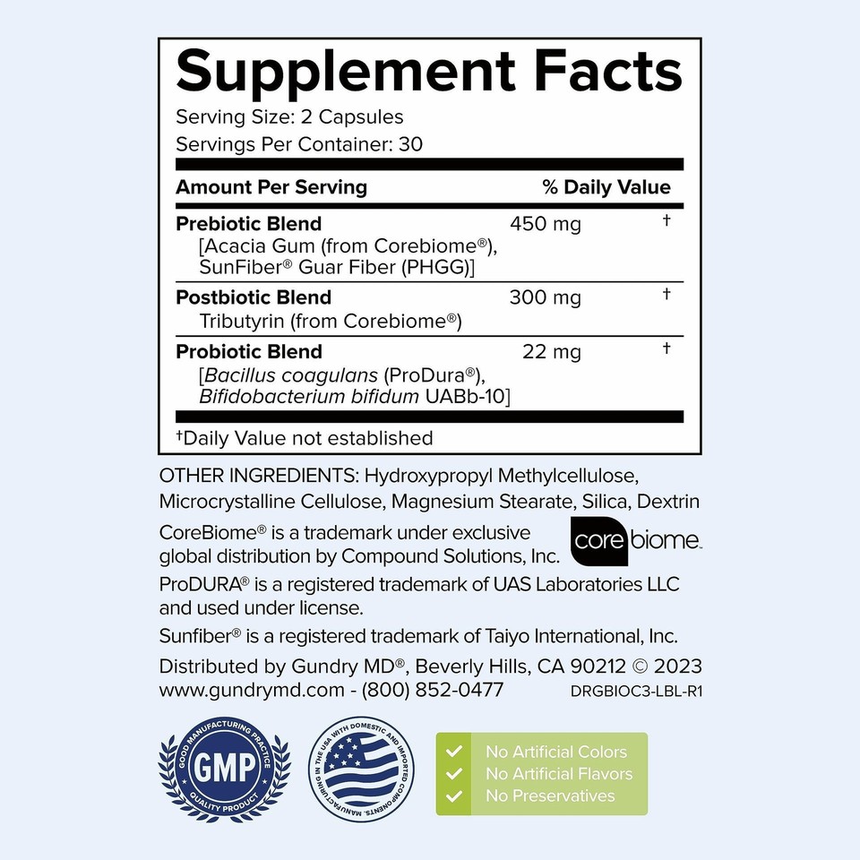 BIO COMPLETE 3 Capsules 60 Count NEW PreBiotic ProBiotic & PostBiotic ...