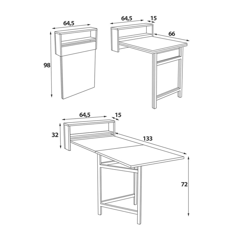 Space Saving Wall Mounted Foldable Dining Table Murphy Folding Kitchen ...