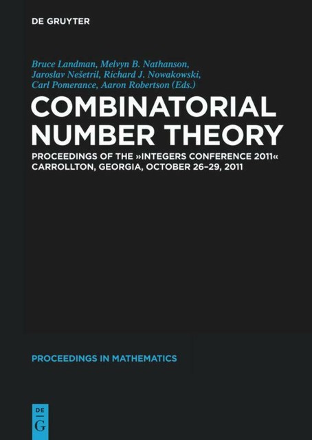 Combinatorial Number Theory von Carl Pomerance Bruce Landman Richard J ...