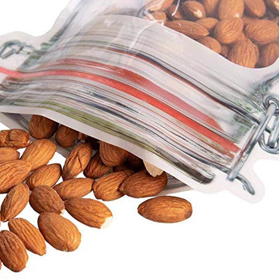 20Pcs Reusable Zip lock Snack Bags Mason Jar Zipper Food Saver Ziplock ...