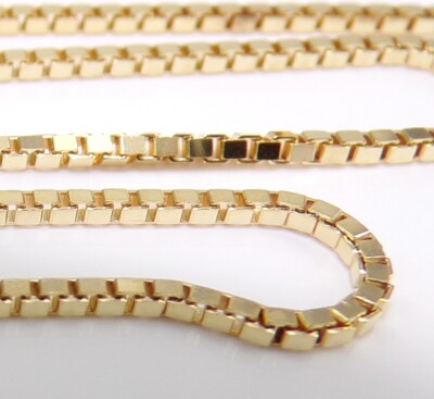 18K Yellow Gold 1.3mm Box Link Chain Necklace 18" FZZ | eBay