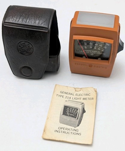 Vintage Light Meter w Case General Electric GE Triple Range Type 214 ...