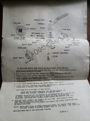 1-1/2" Worcester Ball Valve Repair Kit RK44YER11 (fits 44 Style R5 ...