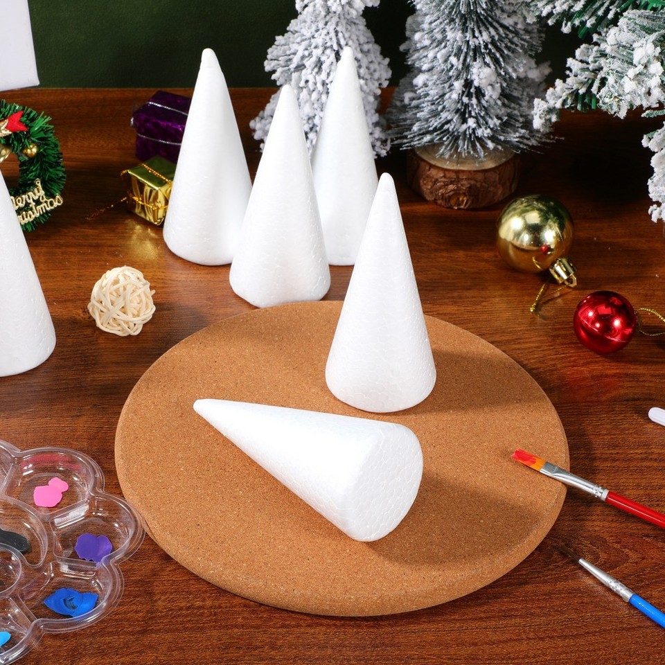 12 Pcs Solid White Foam Craft Cones 10 cm DIY Children Handmade ...
