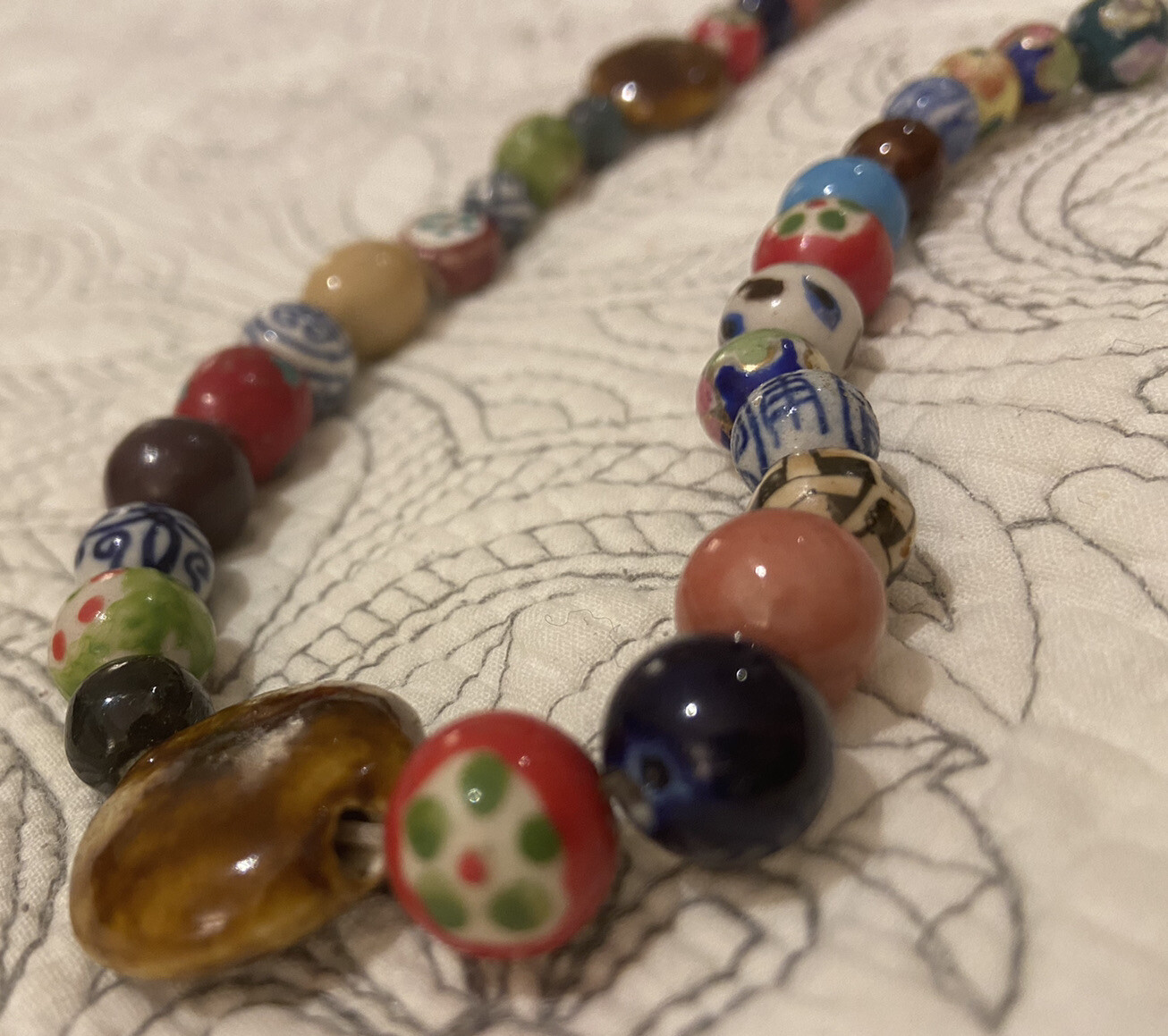 VINTAGE Designer Teng Yue glazed oriental beaded necklace - As New! | eBay