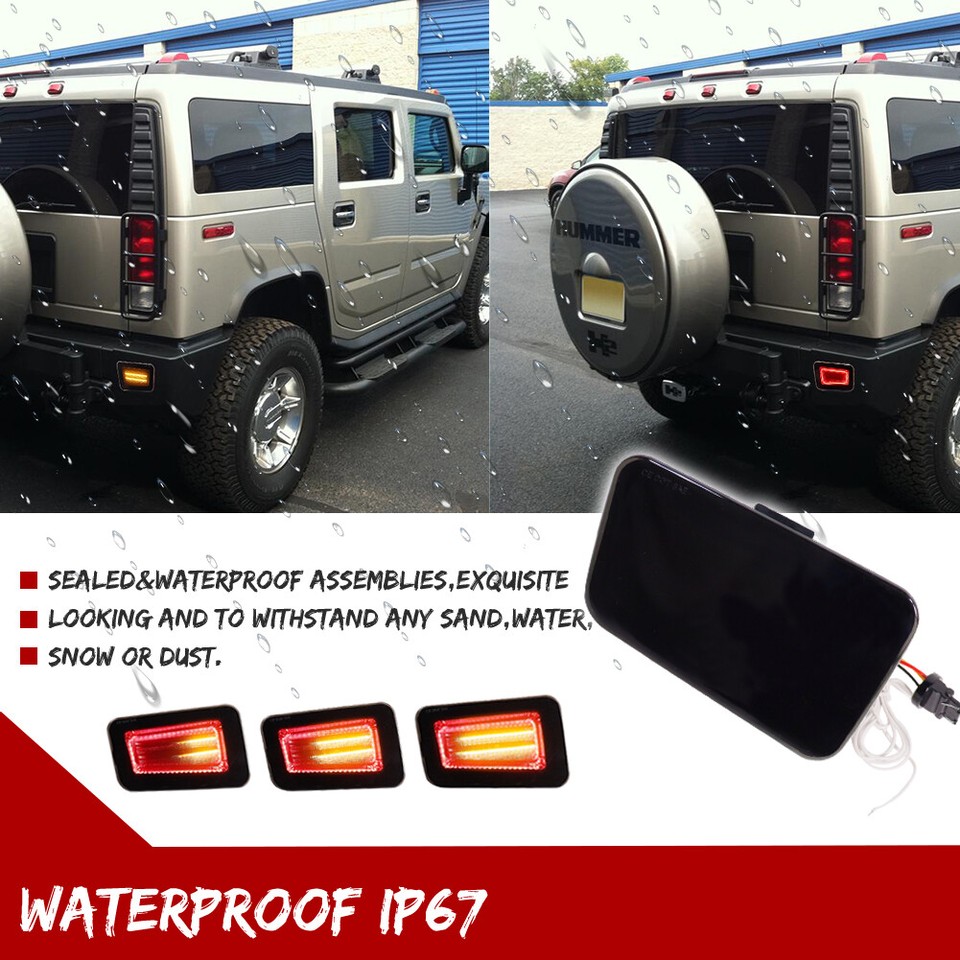 2X Dynamic Amber & Red LED Rear Bumper Reflector Tail Lights For 05-09 ...