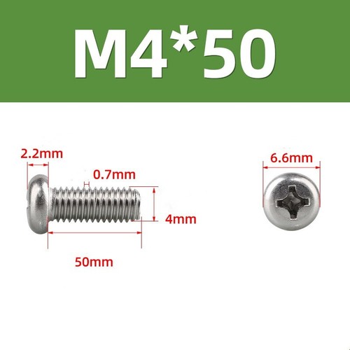 M4 X 50mm 304 Stainless Steel Phillips Round Head Machine Screws Bolt ...