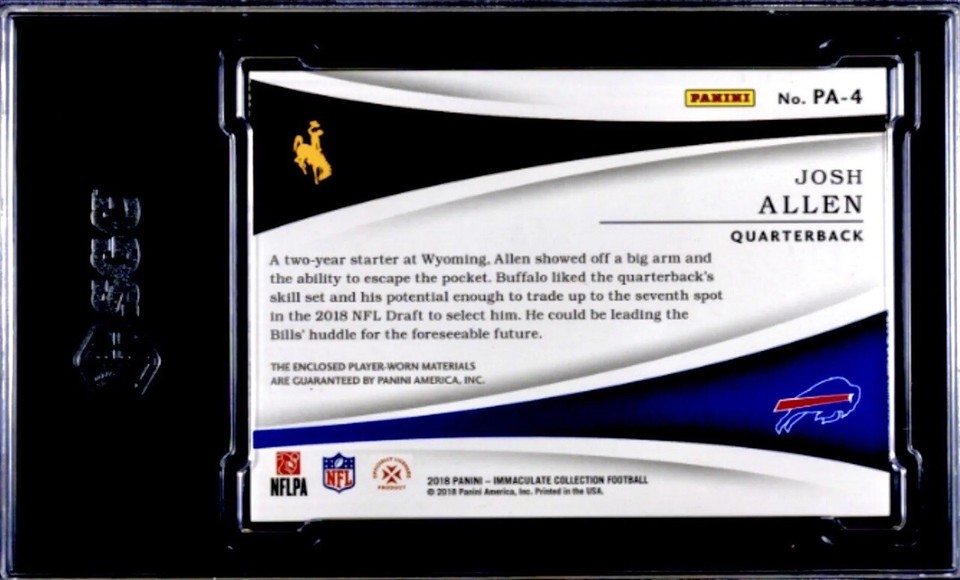 Jersey Number #17/25 SGC 9 RC Josh Allen 2018 Immaculate Dual Rookie ...
