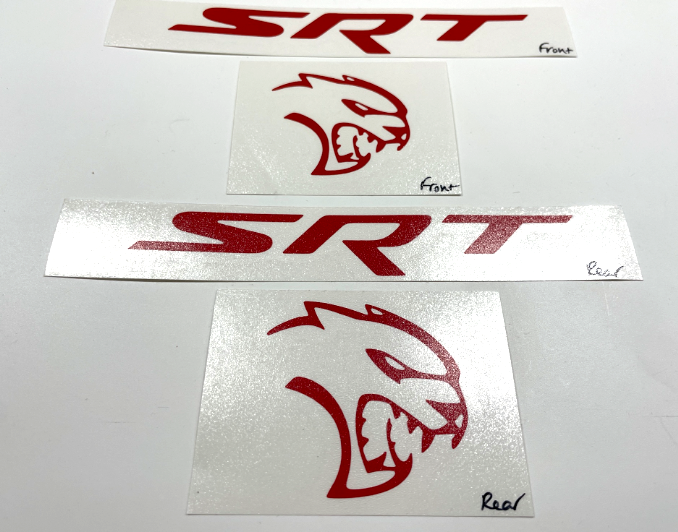 Red SRT Hellcat Front and Rear Emblem Overlay Decal Set For 2018-2023 ...