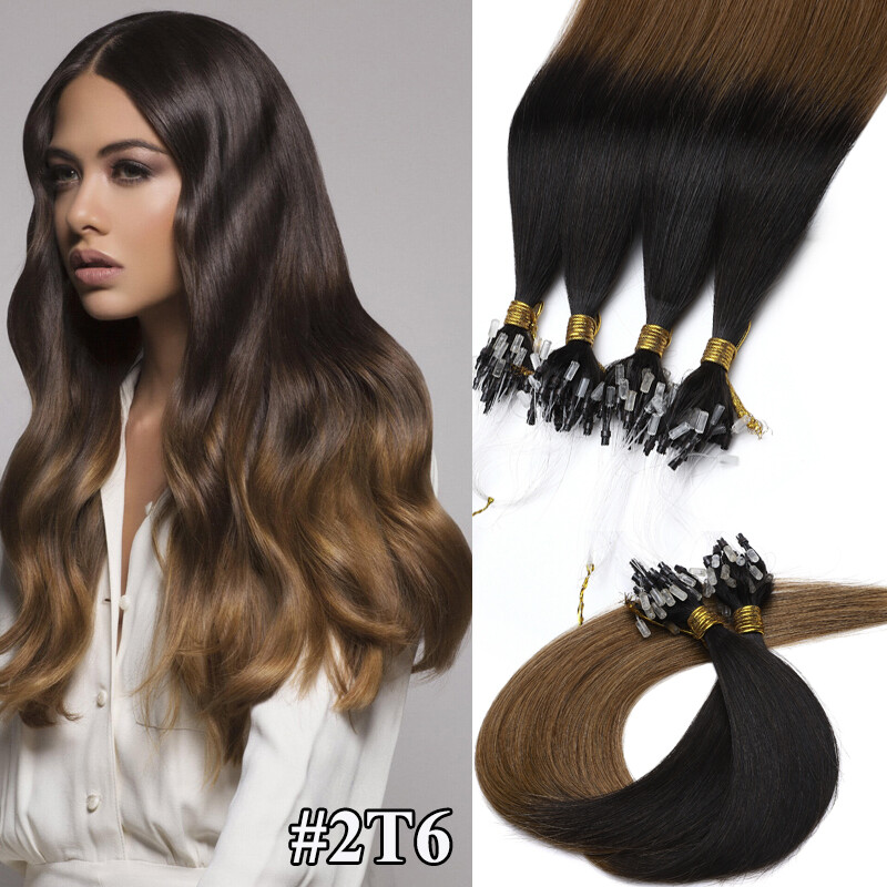 100-300S Thick Micro Loop Ring Remy Human Hair Extensions Nano Beads ...