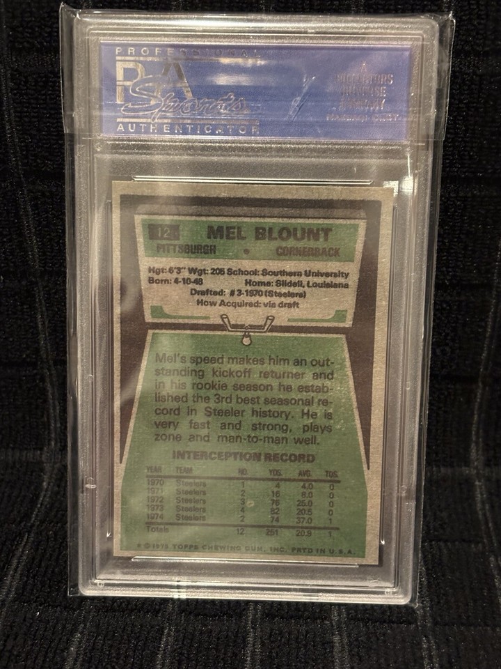 1975 Topps #12 Mel Blount Rookie RC PSA 8 NM-MT Steelers Super Bowl HOF ...
