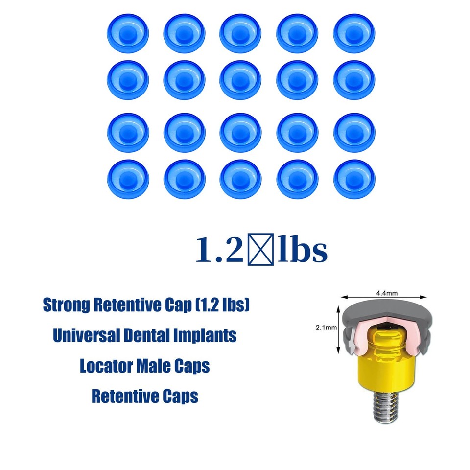 US 20Pcs Dental Overdenture Locator Implant Abutment Retention Cap ...