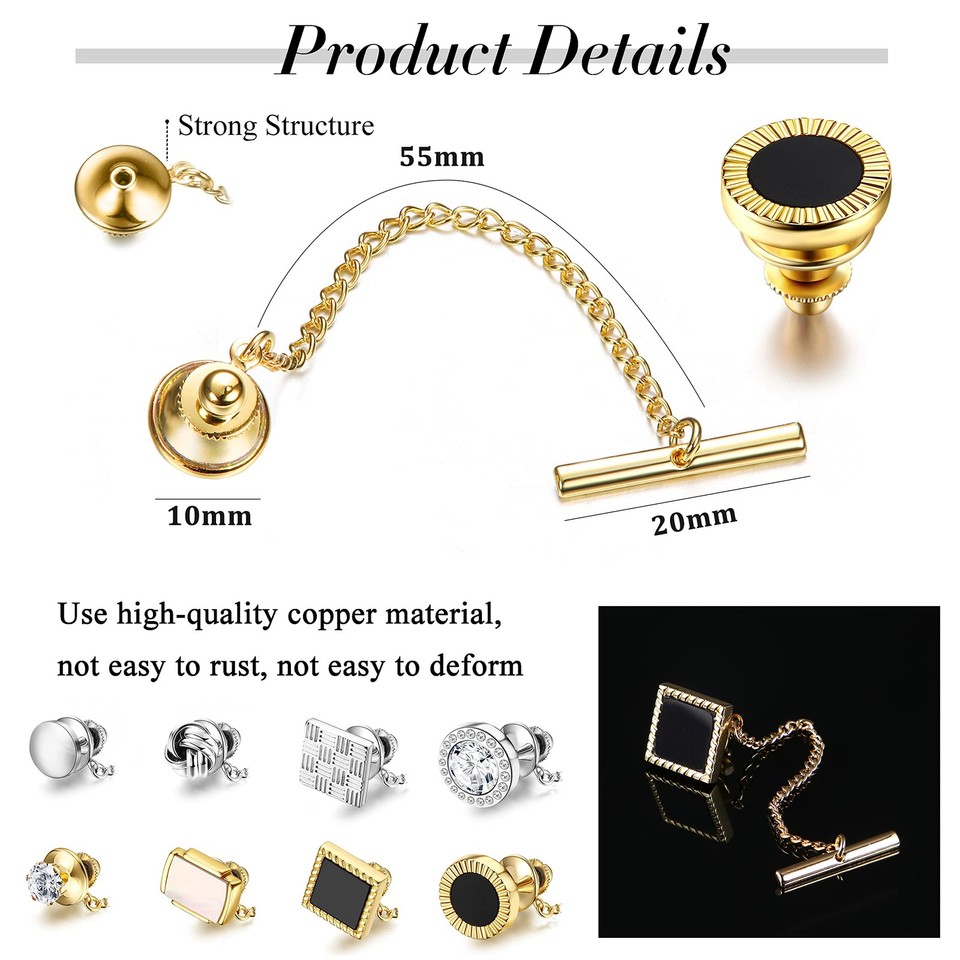 8Pcs Tie Tacks for Men Tie Pins Tie Tack Clutch for Wedding Birthday ...