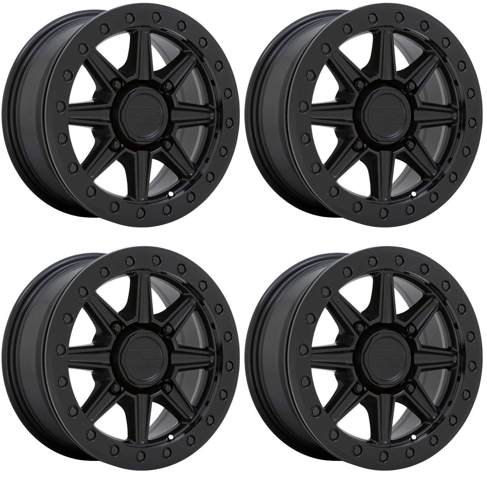 4 ATV/UTV Wheels Set 14in Black Rhino Webb Beadlock Mt Blk Narrow 4/137 ...