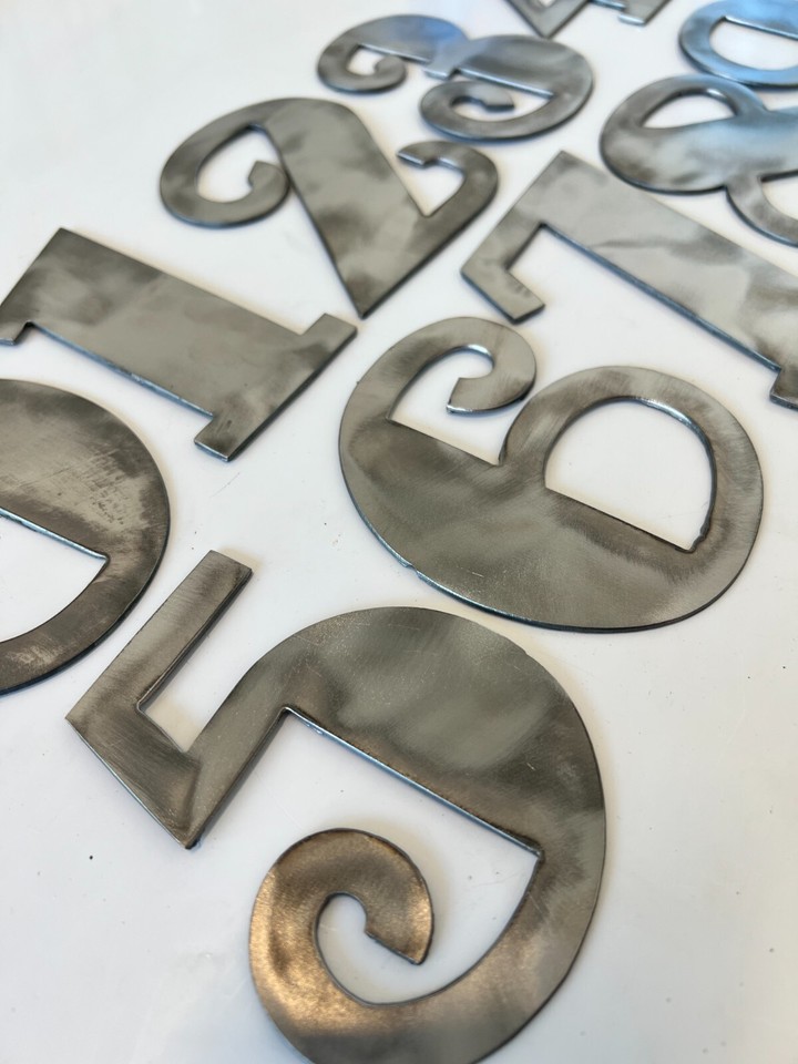 6 inch Metal Numbers & Letters Rusty or Natural Finish Mounting Holes ...