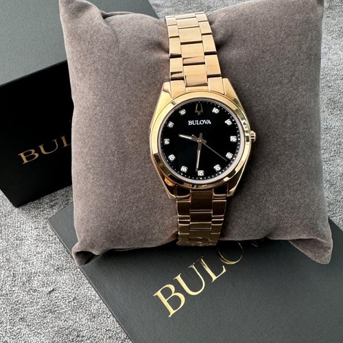 BULOVA WOMENS CLASSIC SURVEYOR ROSE GOLD DIAMOND GRAY DIAL WOMEN'S ...