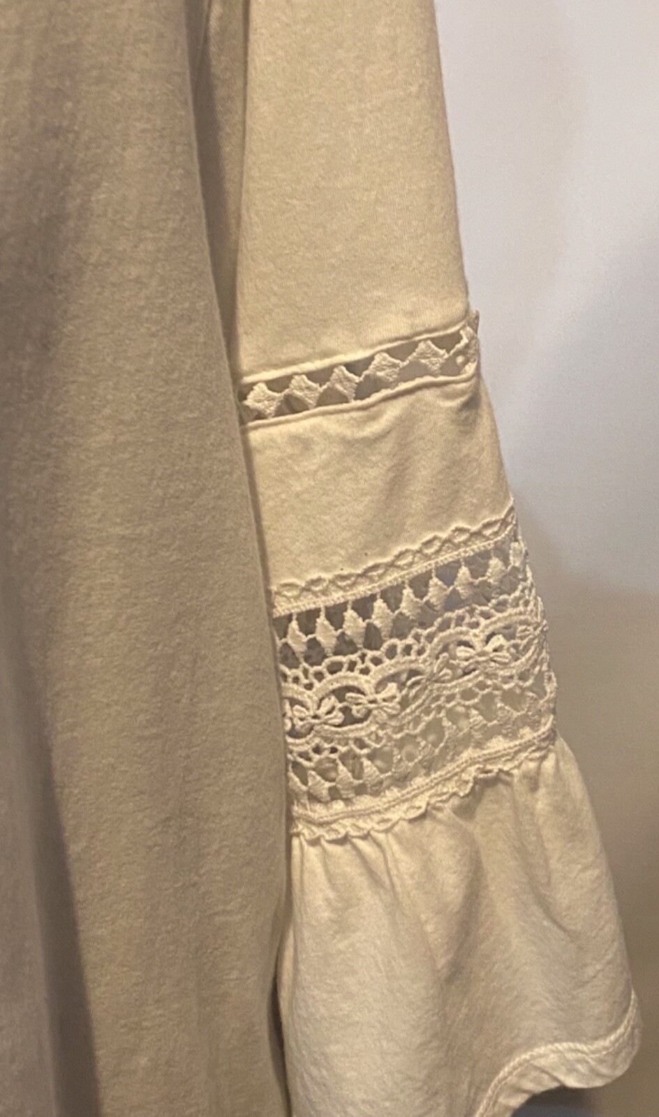 Cathy Daniels 2X White Stretch Cotton 3/4 Ruffle Lace Sleeves Pullover ...