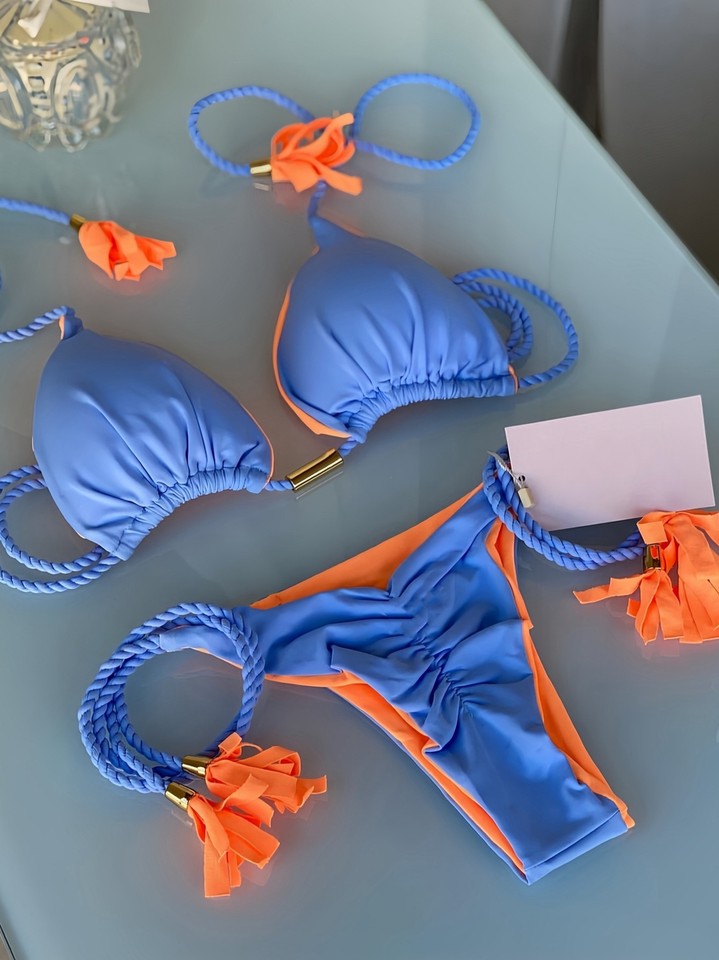 Womens Sexy Triangle Bikini Swimsuit Braided String Swimwear Thong ...