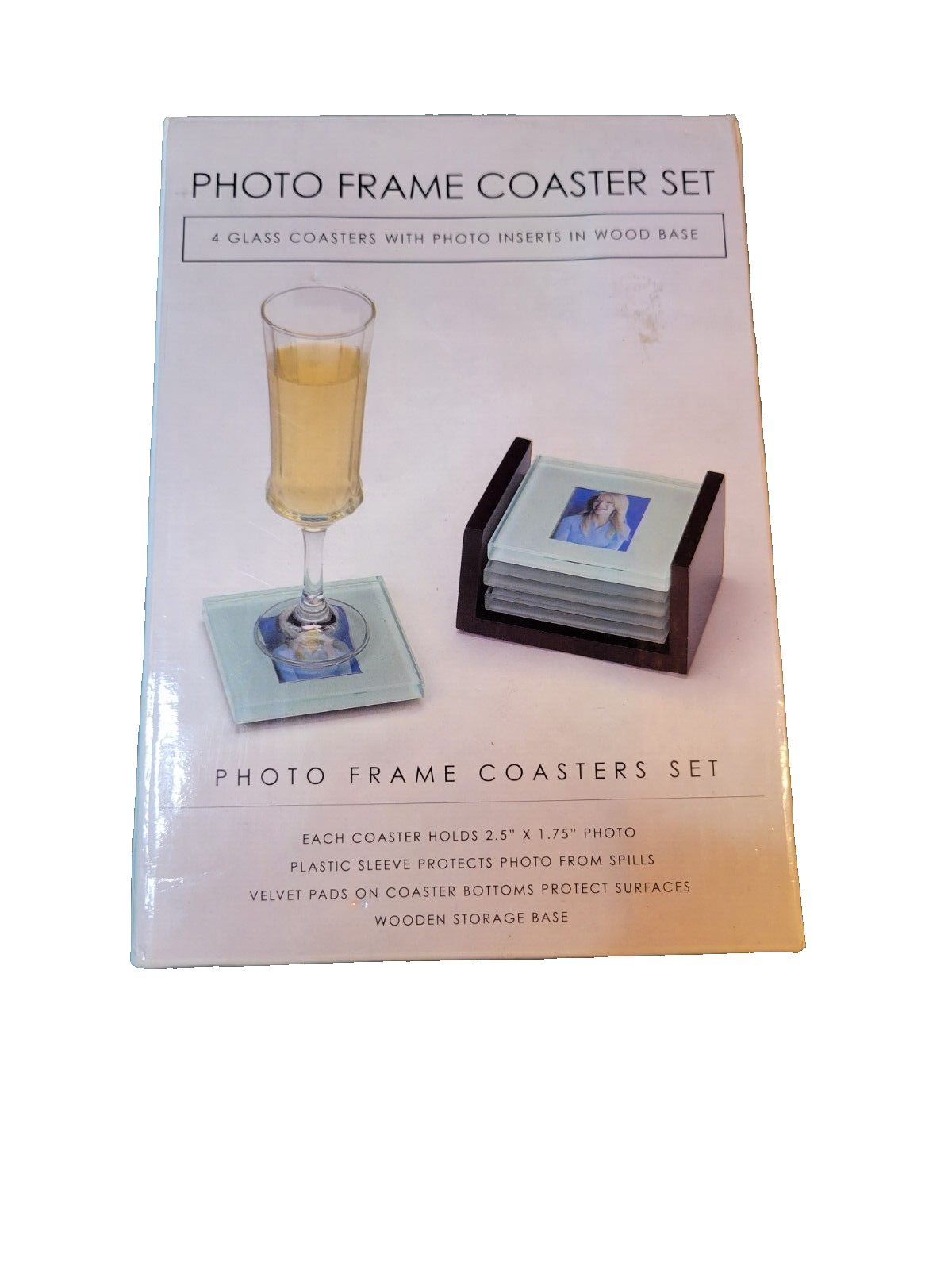4 Picture Frame Coasters with Holder | eBay