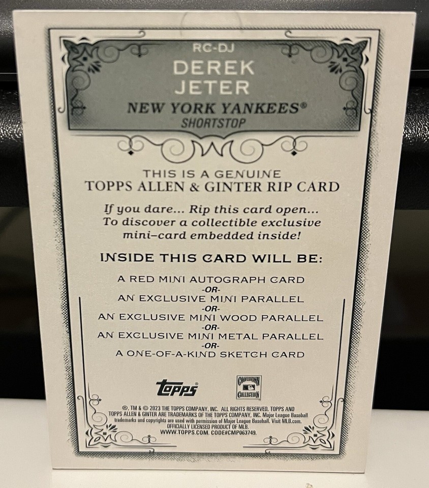 2023 Topps Allen & Ginter - Rip Cards #RC-DJ Derek Jeter /99 | eBay