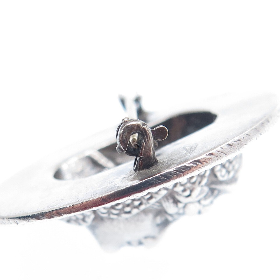 925 Sterling & 900 Coin Silver Antique One Morgan Dollar Repousse Pin ...