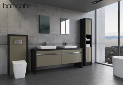 VANITY WASHSTAND UNIT 1900MM METALLIC LATTE/HACIENDA BLACK TALL UNITS ...