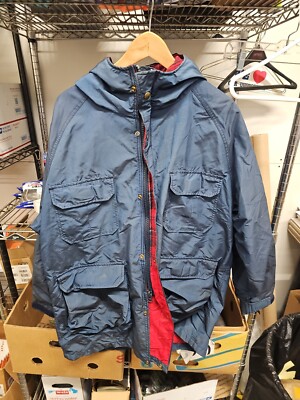 Vintage Woolrich Blue Jacket with Plaid Wool Lining Mens LARGE ...