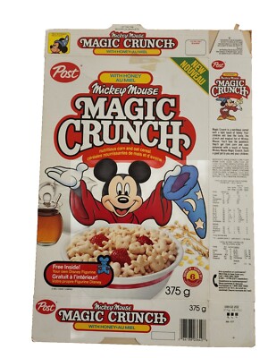 1988 Post Mickey Mouse MAGIC CRUNCH Cereal Box (with "NEW" flash) | eBay