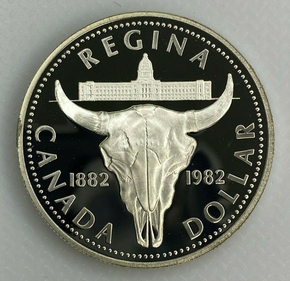 1982 CANADA REGINA CENTENNIAL PROOF SILVER HEAVY CAMEO ONE 1 DOLLAR ...
