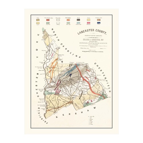 Old Map of Lancaster County, SC 1880 - Vintage South Carolin | eBay
